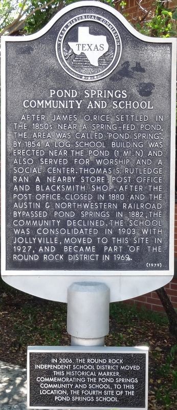 Pond Springs Community and School Historical Marker