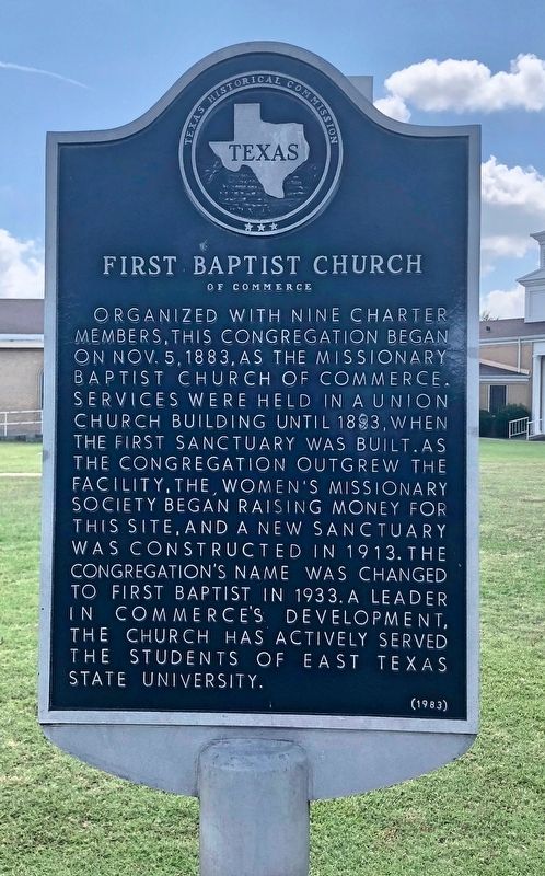 First Baptist Church of Commerce Historical Marker