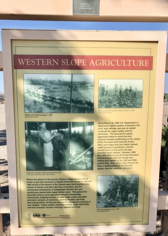 Western Slope Agriculture / Delta County Historical Marker