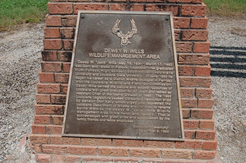 Dewey W. Wills Wildlife Management Area Historical Marker