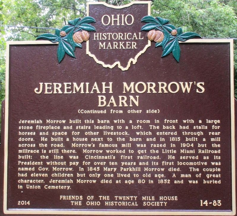 Jeremiah Morrow's Barn Historical Marker