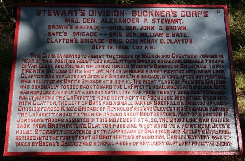 Stewart's Division Historical Marker