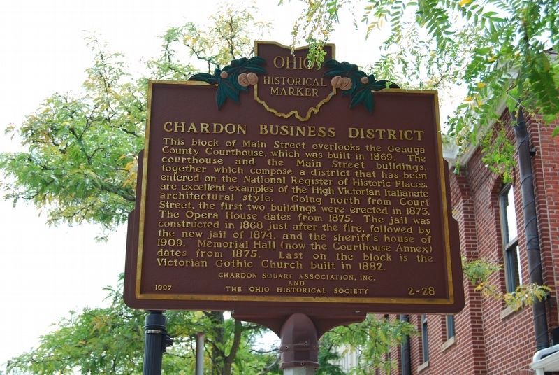 Chardon Business District / Geauga County Courthouse Historical Marker