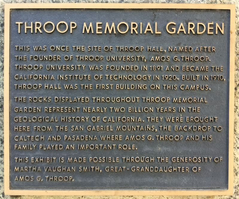 Throop Memorial Garden Historical Marker