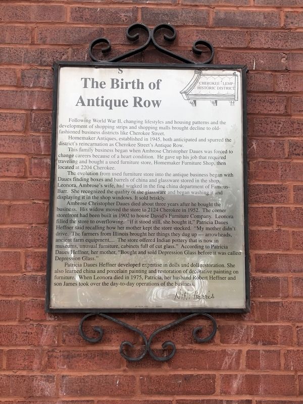 The Birth of Antique Row Historical Marker