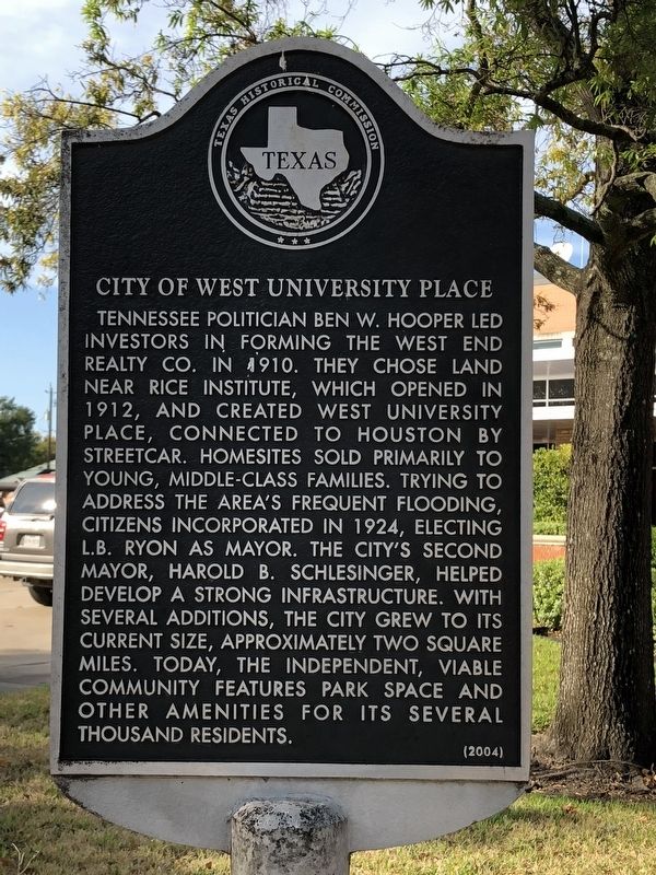 City of West University Place Historical Marker