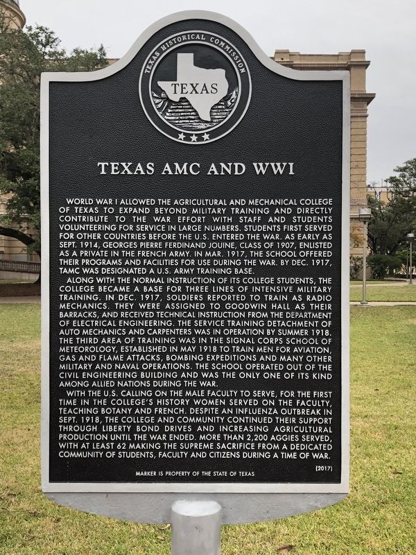 Texas AMC and WWI Historical Marker