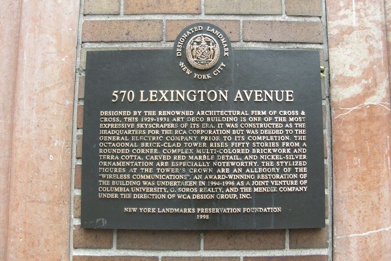 570 Lexington Avenue Historical Marker