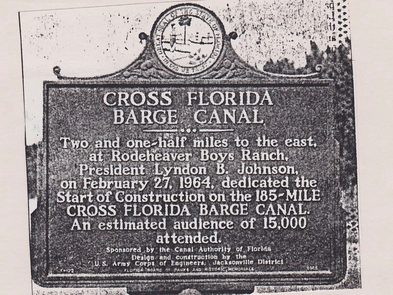 Cross Florida Barge Canal Historical Marker