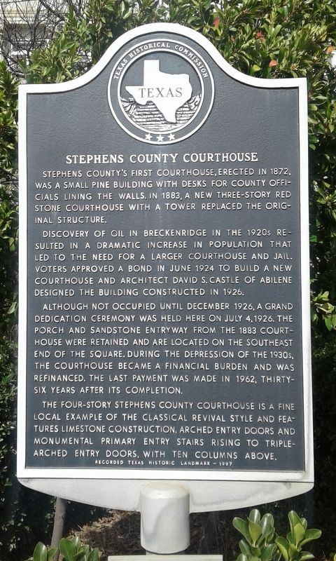 Stephens County Courthouse Historical Marker