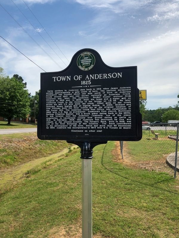 Town of Anderson Historical Marker