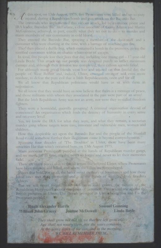 Bayardo Bar Bombing Victims Historical Marker