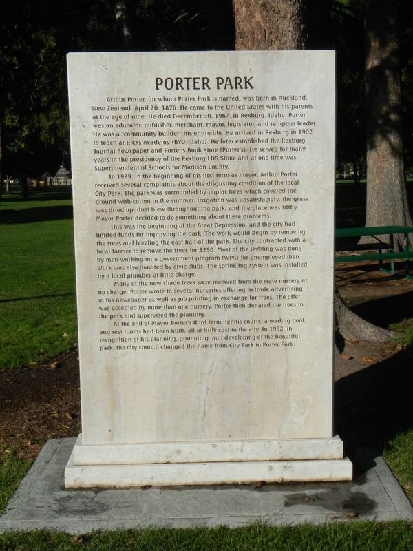 Porter Park Historical Marker