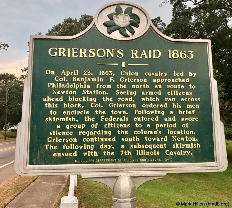 Grierson's Raid 1863 Historical Marker