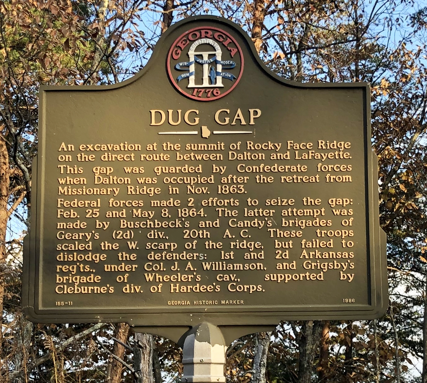 Photo: Marker across the road about Dug Gap battle.
