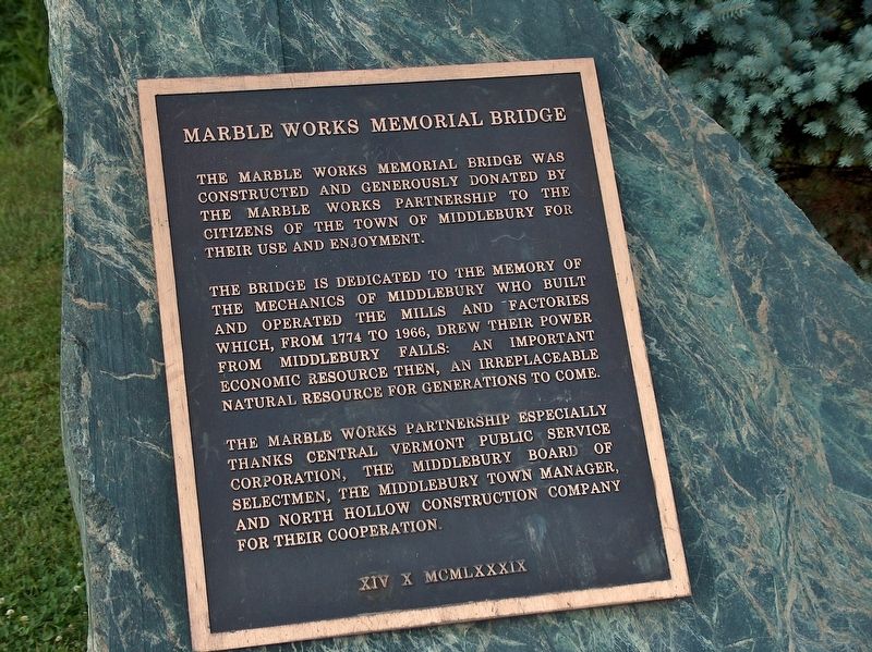 Marble Works Memorial Bridge Historical Marker