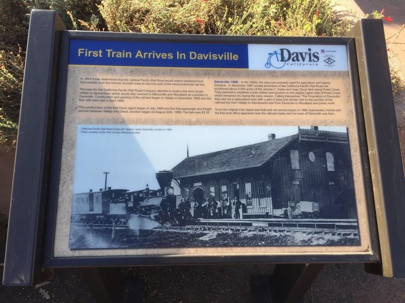 First Train Arrives in Davisville Historical Marker