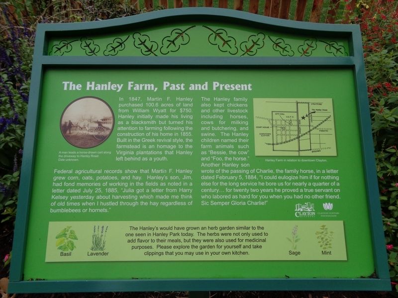 The Hanley Farm, Past and Present Historical Marker
