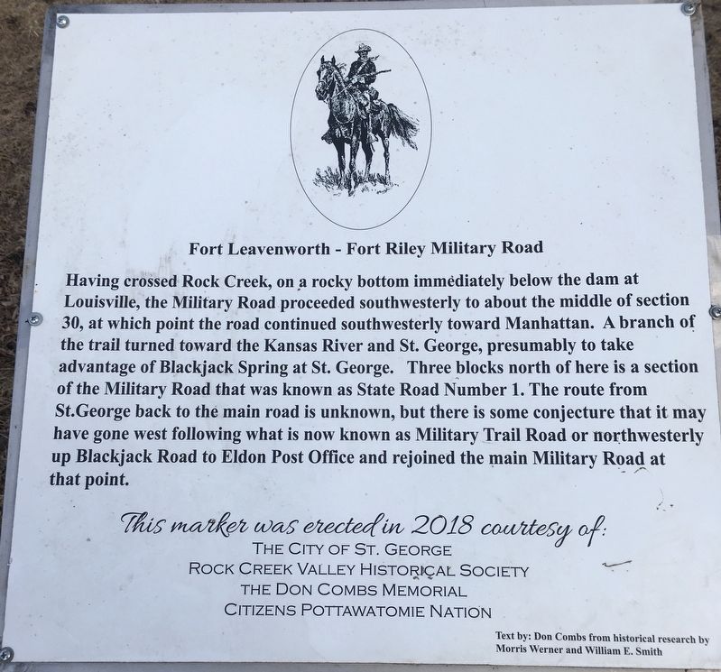 Fort Leavenworth - Fort Riley Military Road Historical Marker