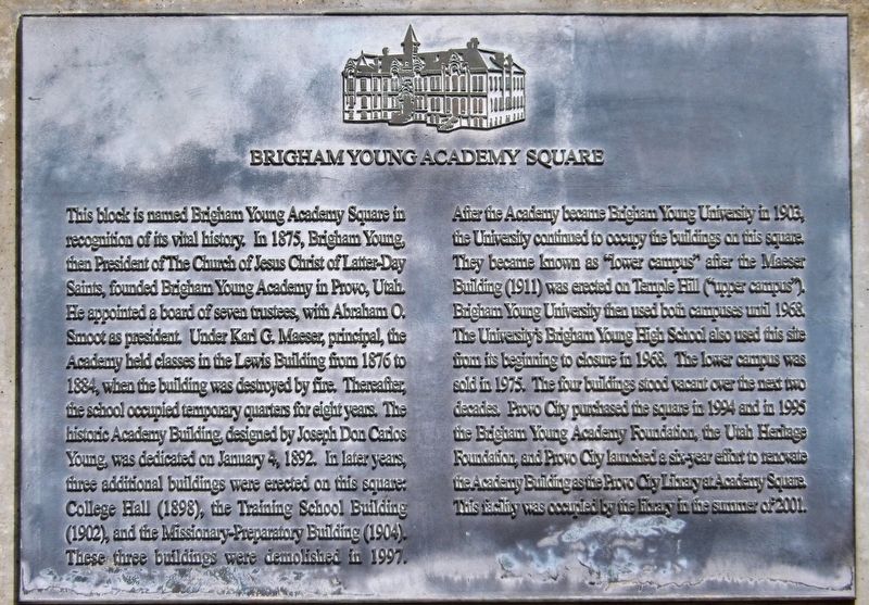 Brigham Young Academy Square Historical Marker