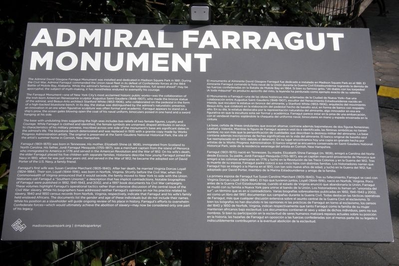 Admiral Farragut Monument Historical Marker