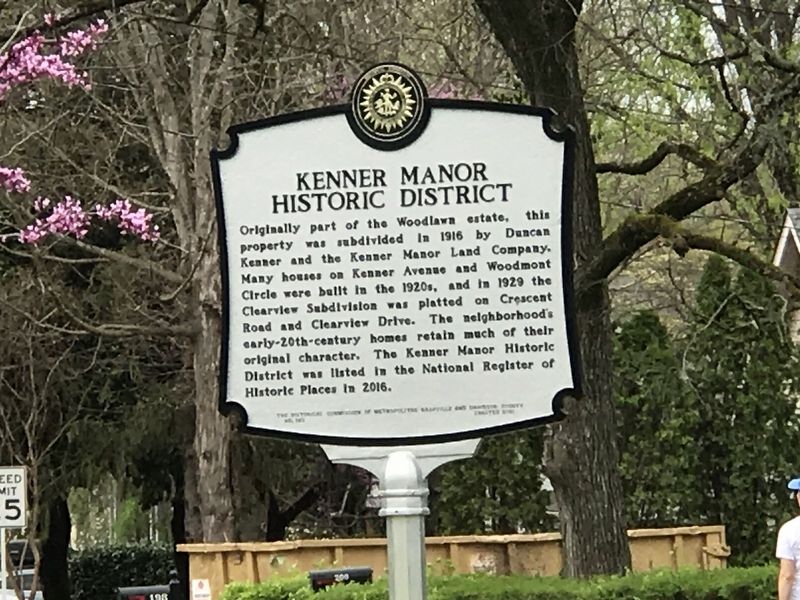 Kenner Manor Historic District Historical Marker
