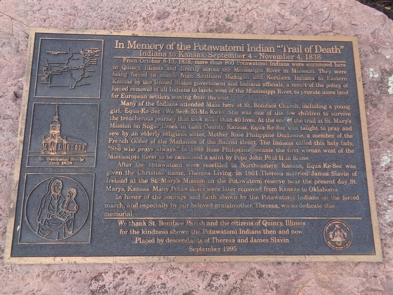 In Memory of the Potawatomi Indian "Trail of Death" Historical Marker