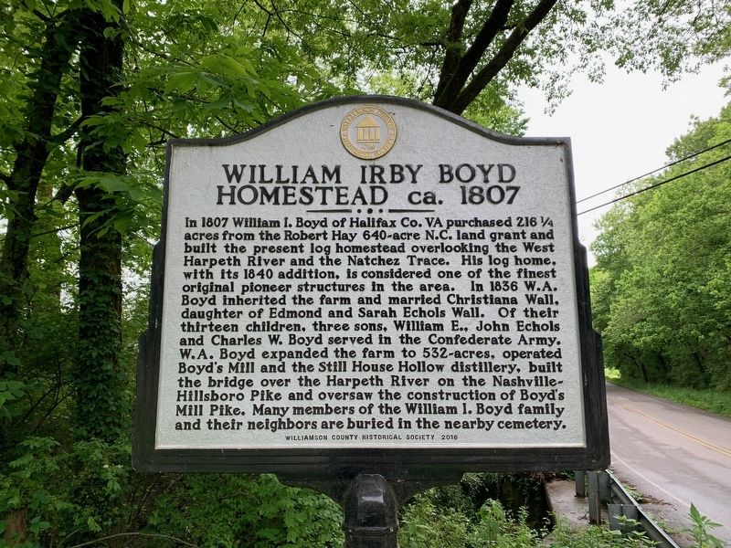 William Irby Boyd Homestead ca. 1807 Historical Marker