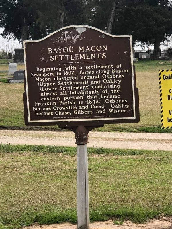 Bayou Macon Settlements Historical Marker