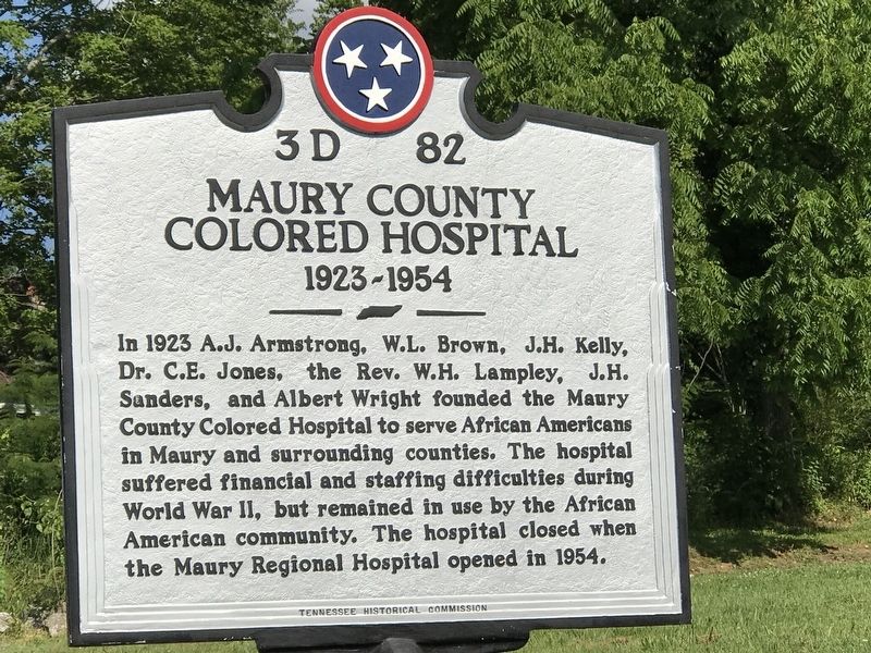 Maury County Colored Hospital Historical Marker