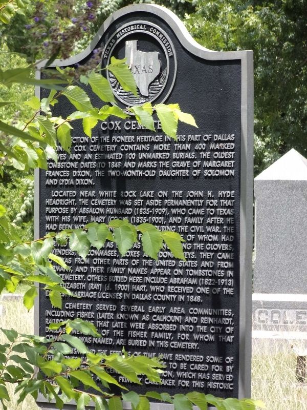 Cox Cemetery Historical Marker