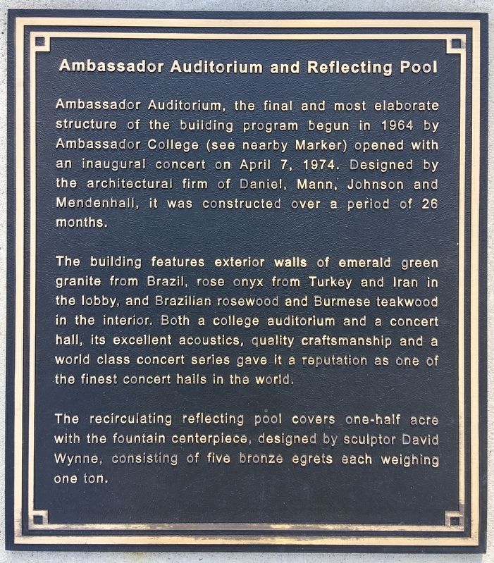 Ambassador Auditorium Historical Marker