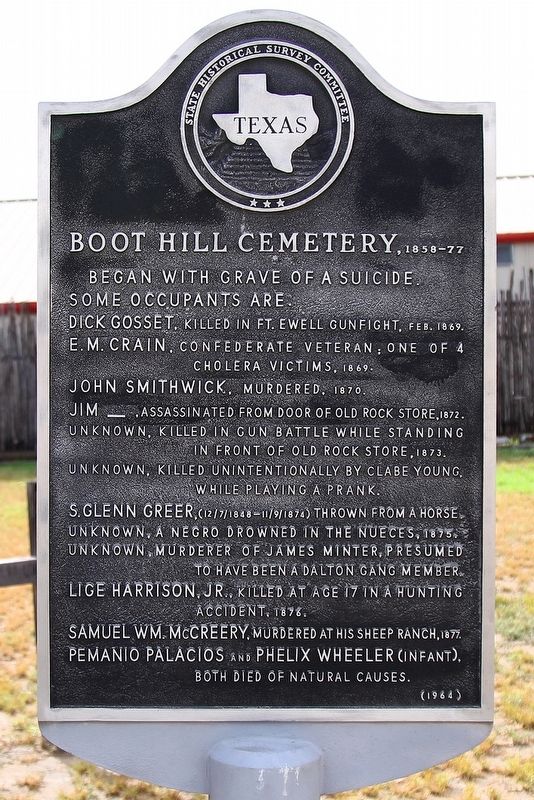 Boot Hill Cemetery, 1858-77 Historical Marker