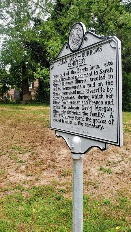 Indian Park - Burrows Cemetery Historical Marker