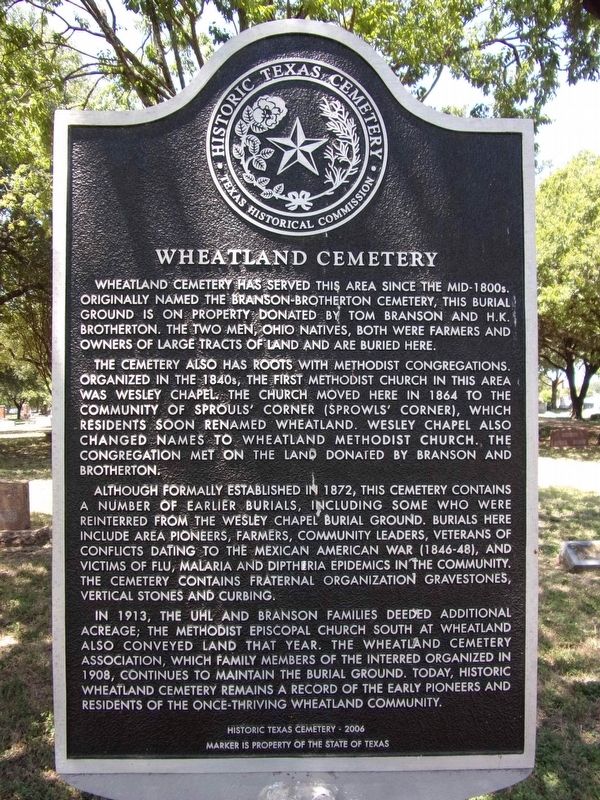 Wheatland Cemetery Historical Marker