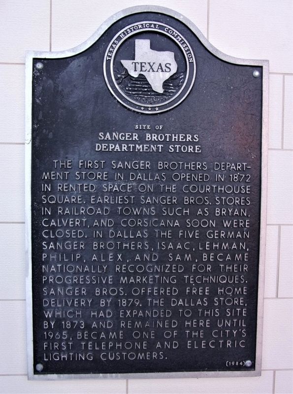 Site of Sanger Brothers Department Store Historical Marker