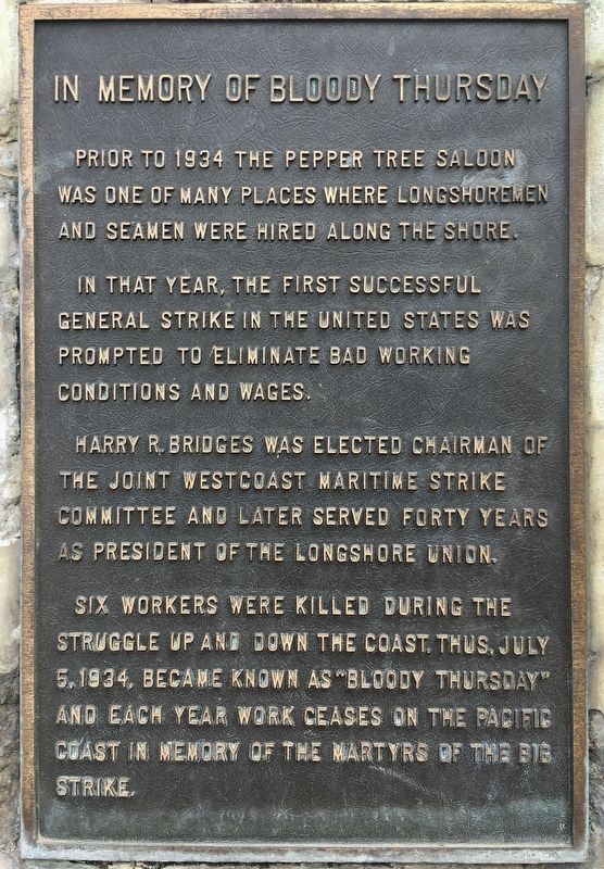 In Memory of Bloody Thursday Historical Marker