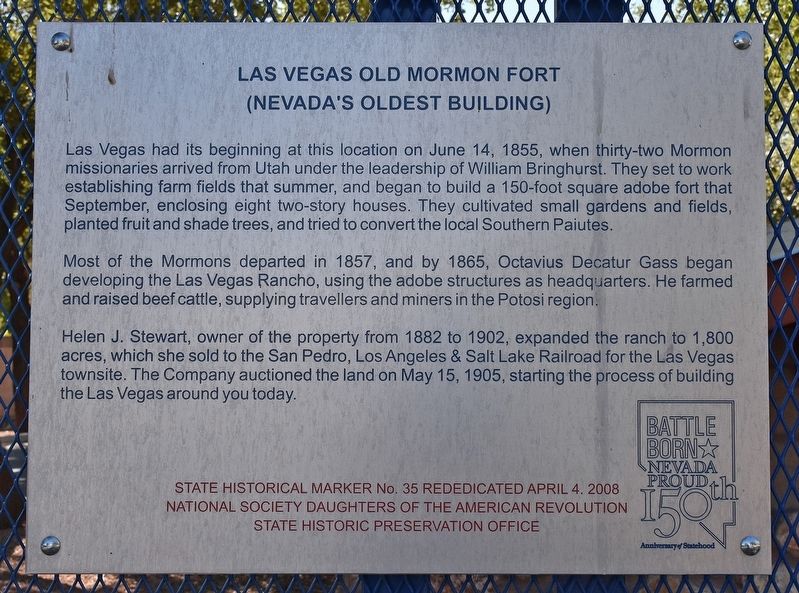 Las Vegas Old Mormon Fort Historical Marker