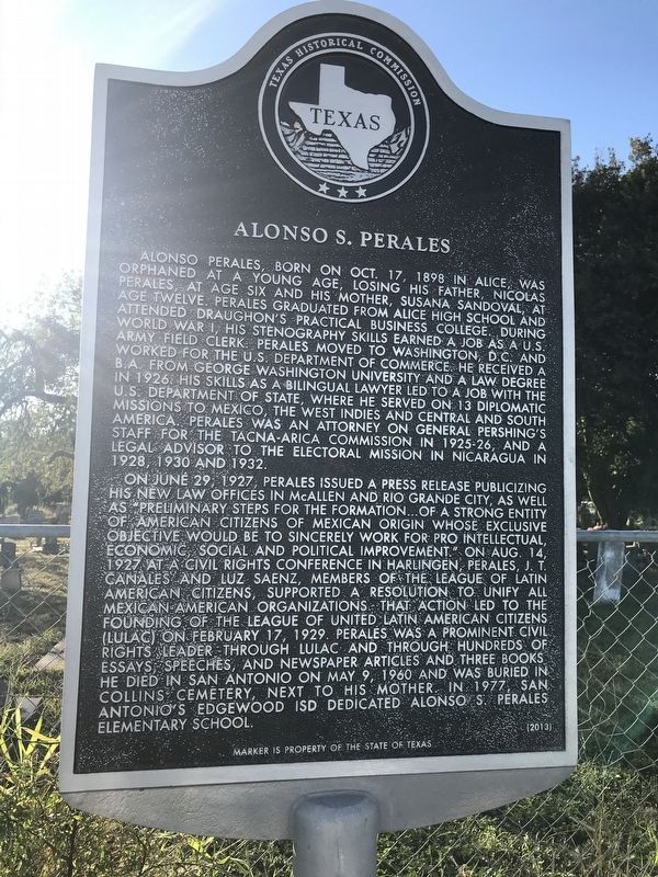 Alonso S. Perales Historical Marker