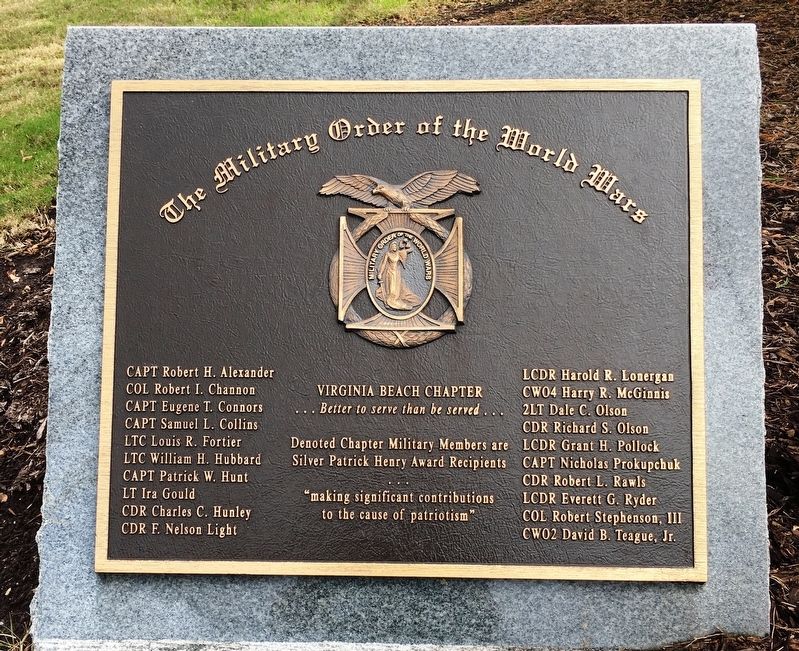 The Military Order of the World Wars, a War Memorial