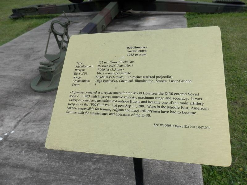 D30 Howitzer Historical Marker