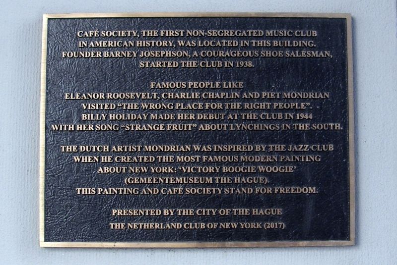 Café Society Historical Marker