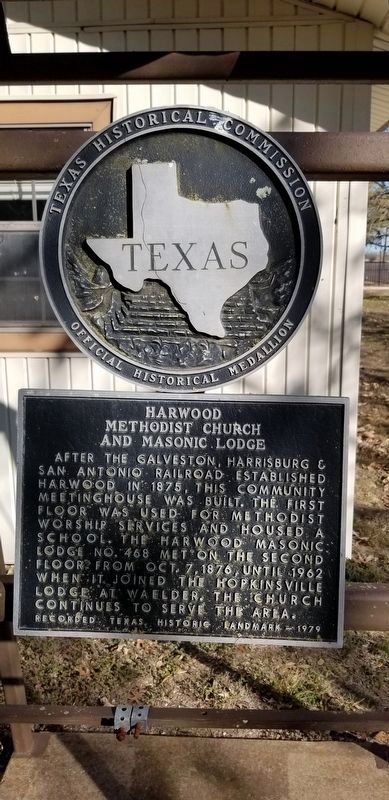 Harwood Methodist Church and Masonic Lodge Historical Marker