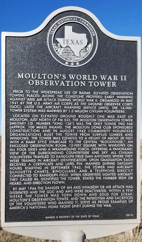 Moulton’s World War II Observation Tower Historical Marker