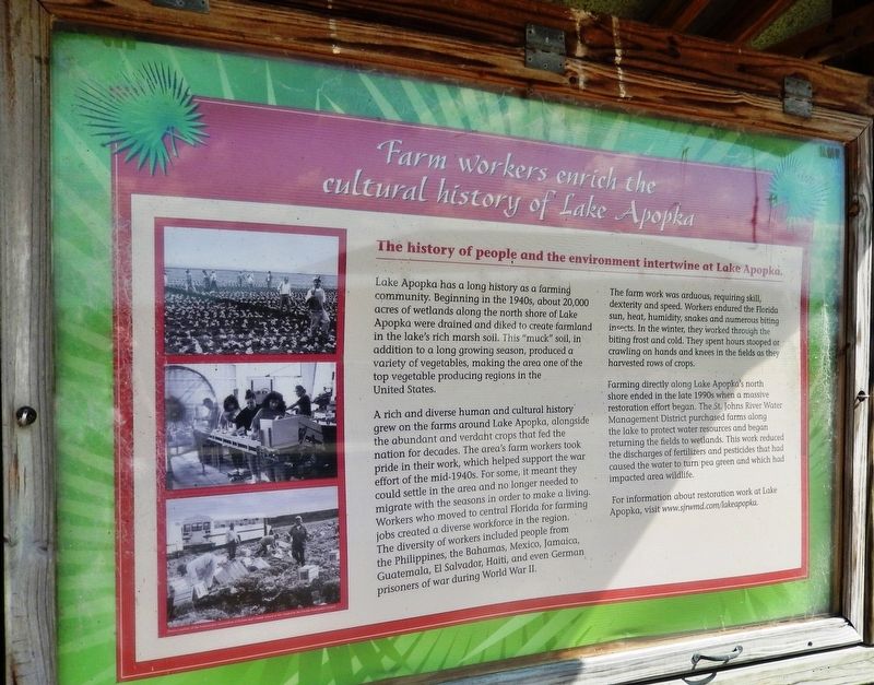 Farm Workers Enrich the Cultural History of Lake Apopka Historical Marker