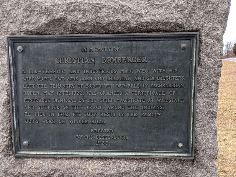 In Memory of Christian Bomberger Historical Marker