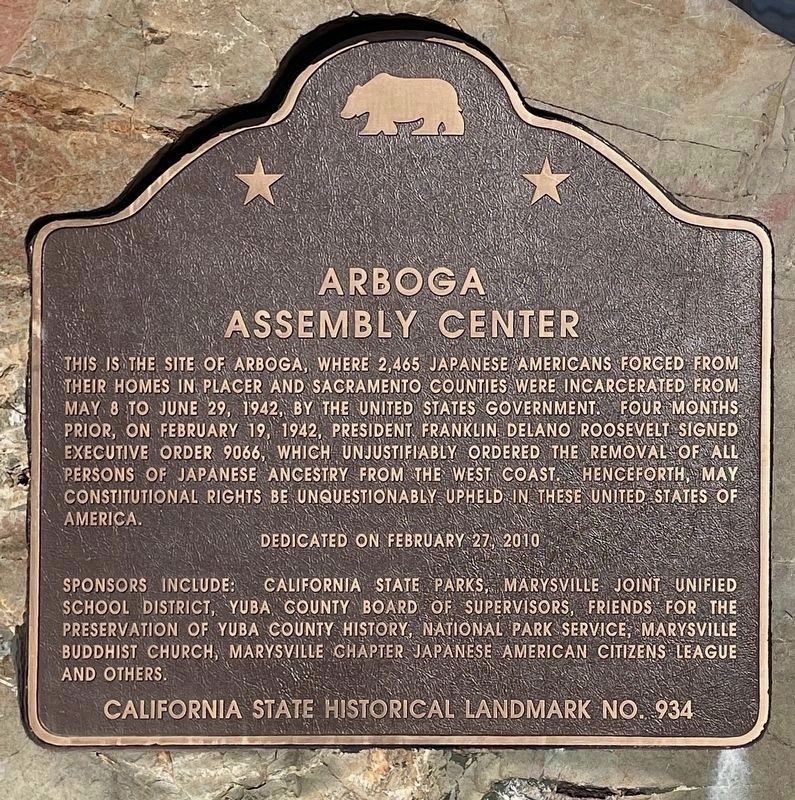 Arboga Assembly Center Historical Marker