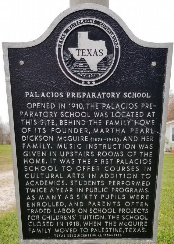 Palacios Preparatory School Historical Marker