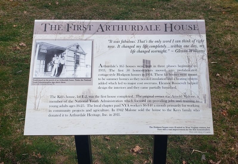 The First Arthurdale House Historical Marker