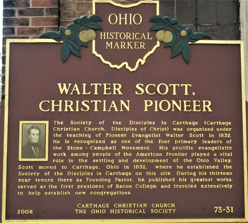 Walter Scott, Christian Pioneer Historical Marker